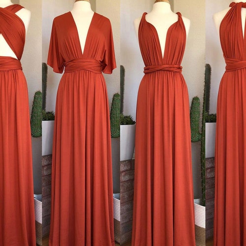 Rust Bridesmaid Dress Infinity Dress Wrap Dress Convertible - Etsy