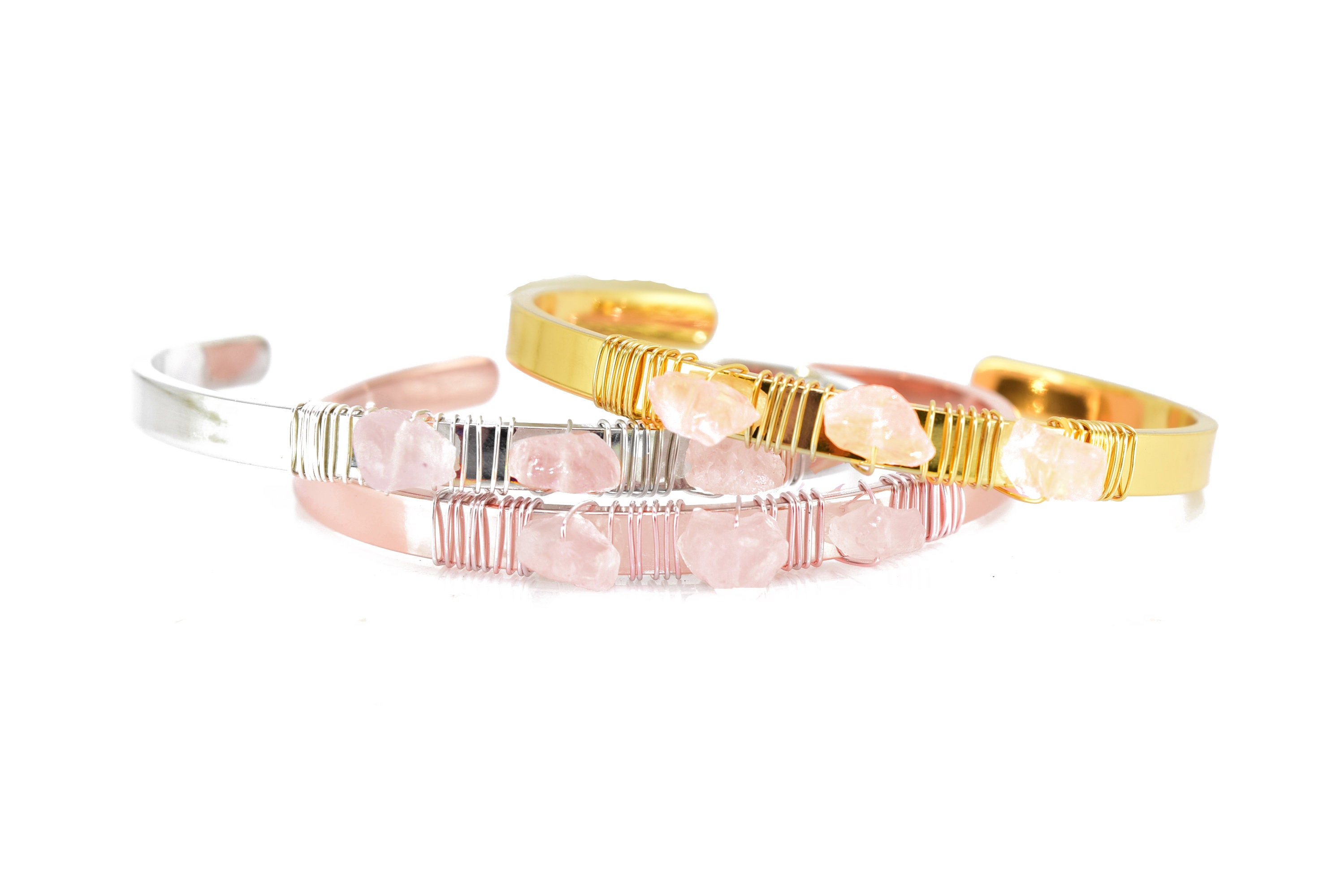 Raw ROSE QUARTZ Cuff Bracelet // Rough Rose Quartz cuff/Quartz/ Rose ...