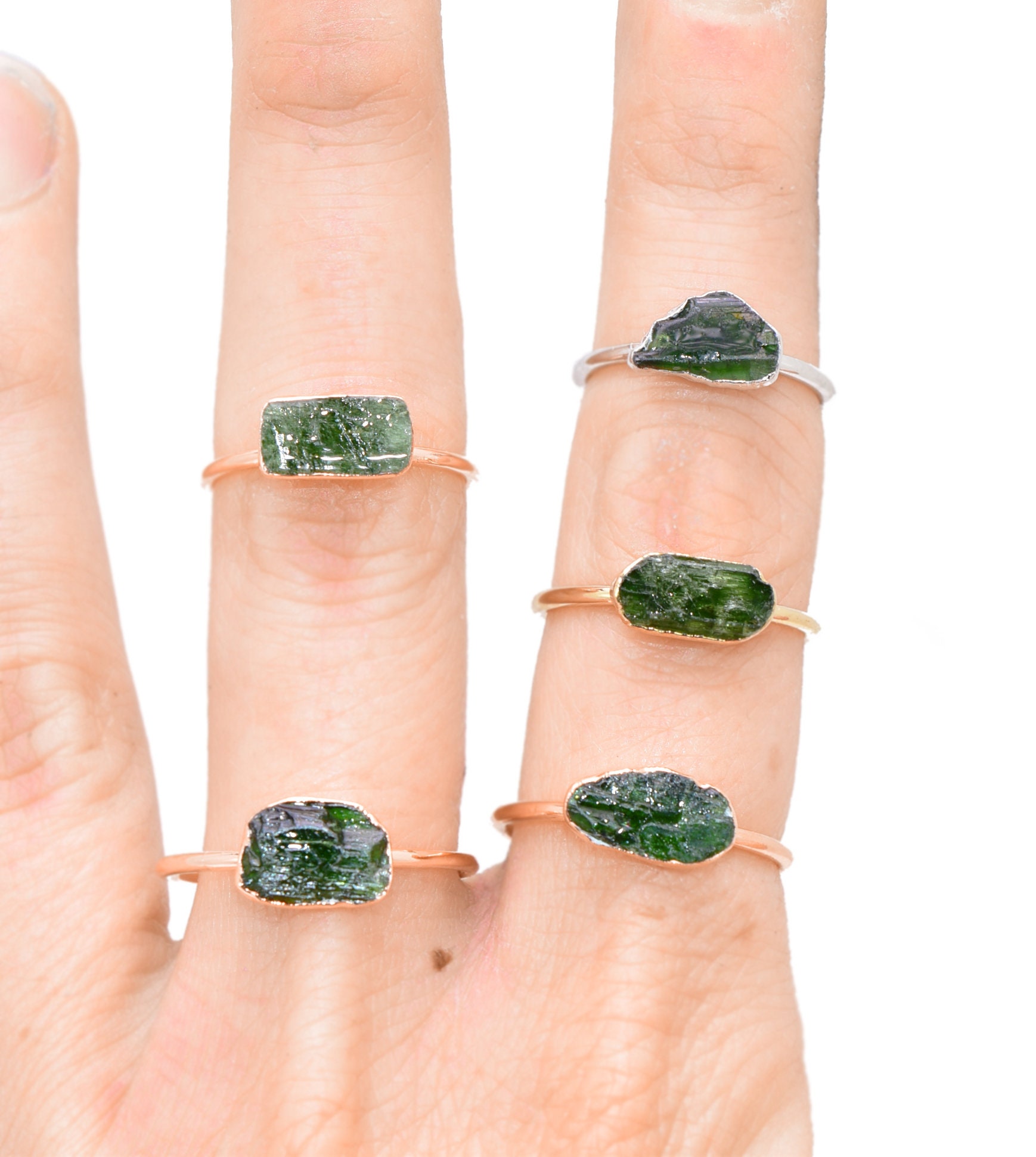 Raw DIOPSIDE Ring / rough Chrome Diopside ring / Diopside ring / Green ...