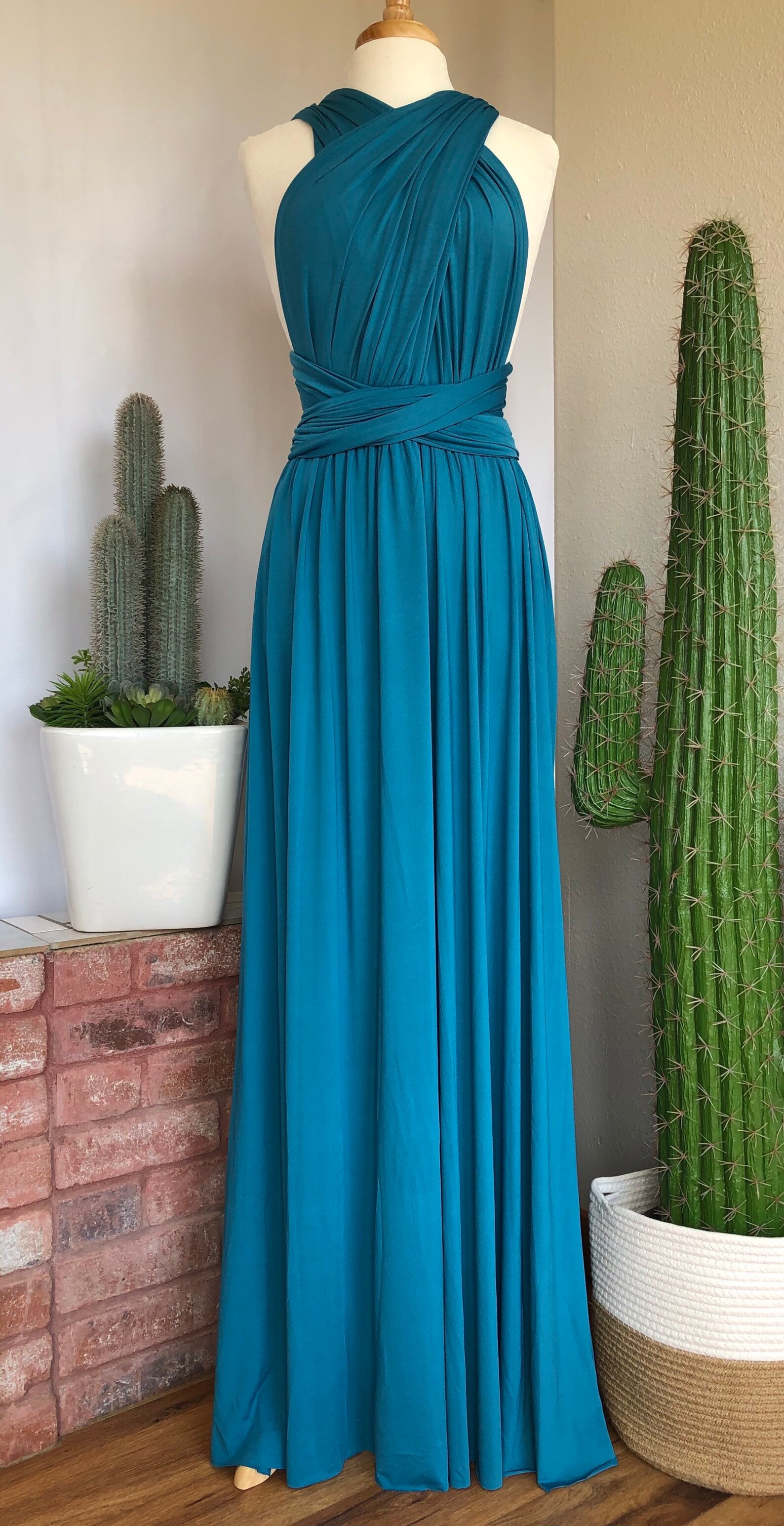 Teal Bridesmaid Dress Custom Lengths Convertible Dress Etsy