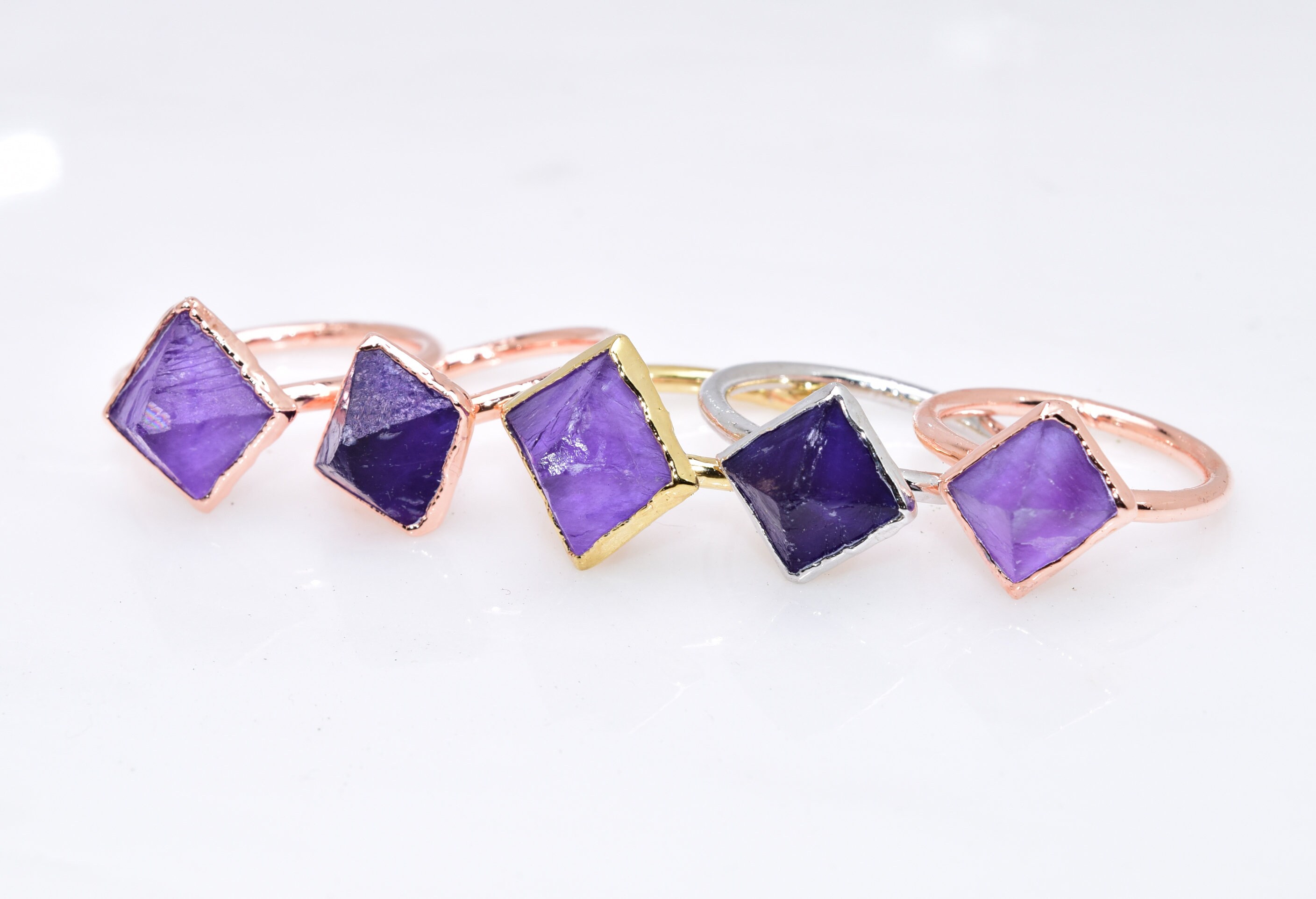 Raw PURPLE FLUORITE ring // Crystal ring / Fluorite Ring / Fluorite ...