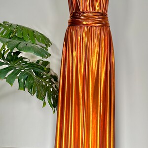 BURNT ORANGE METALLIC Goddess Bridesmaid Dress/ Maxi Dress Metallic ...