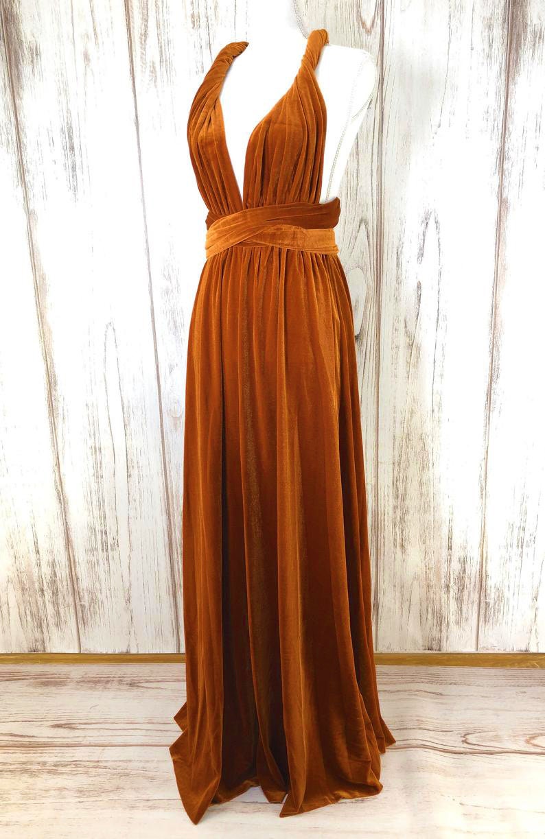 BURNT ORANGE VELVET Infinity Dress/ Bridesmaids Dress/ - Etsy Australia
