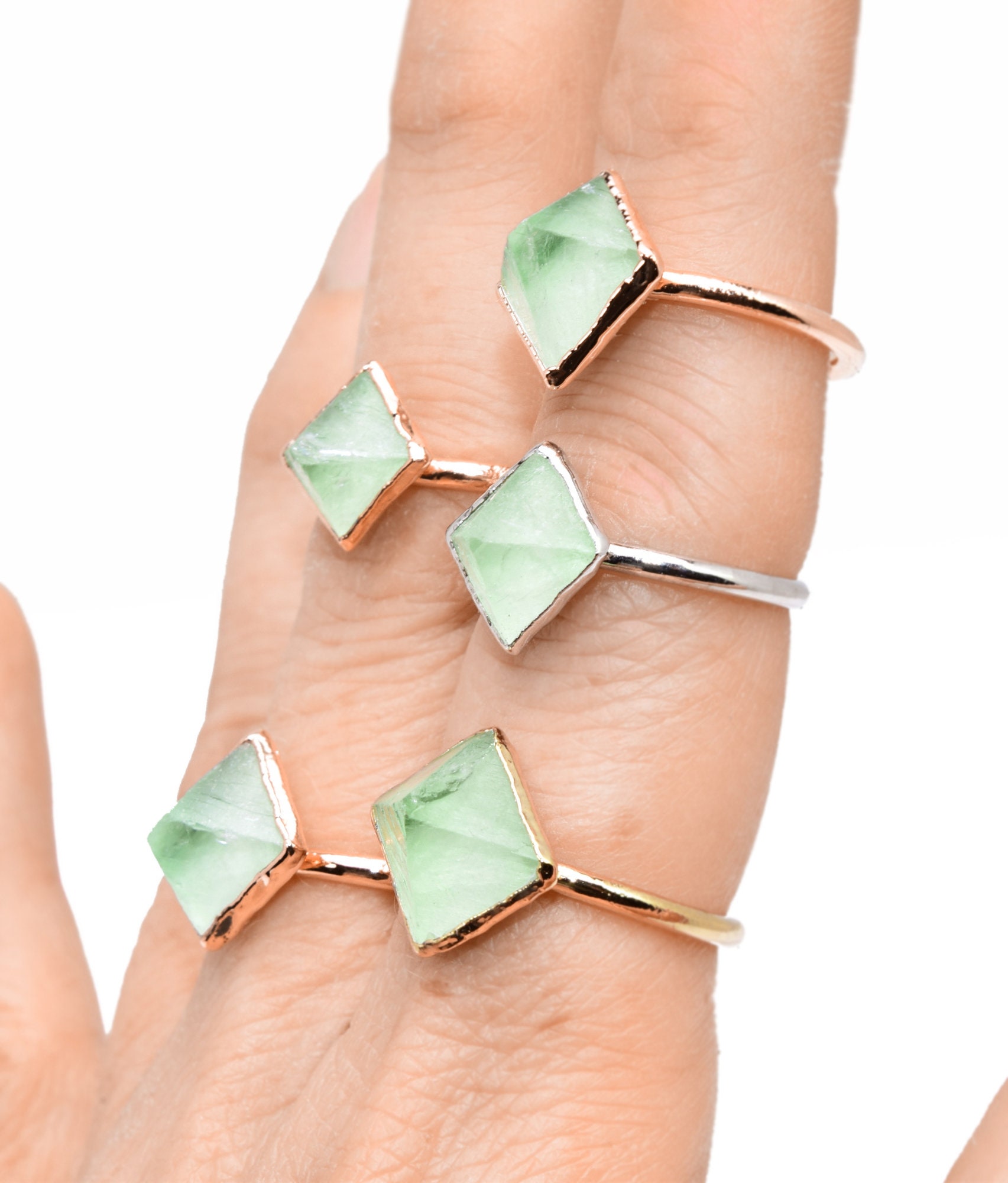 Raw GREEN FLUORITE ring // Crystal ring / Fluorite Ring / Fluorite ...