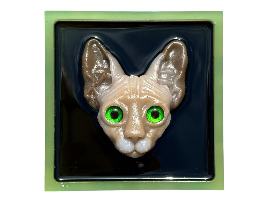 Neon SPHYNX CAT Head Resin 3D Art One of a Kind Pet Cat / Handmade 3D ...
