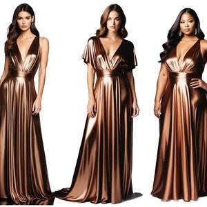 COPPER METALLIC Goddess Bridesmaid Dress/ Maxi Dress Metallic ...