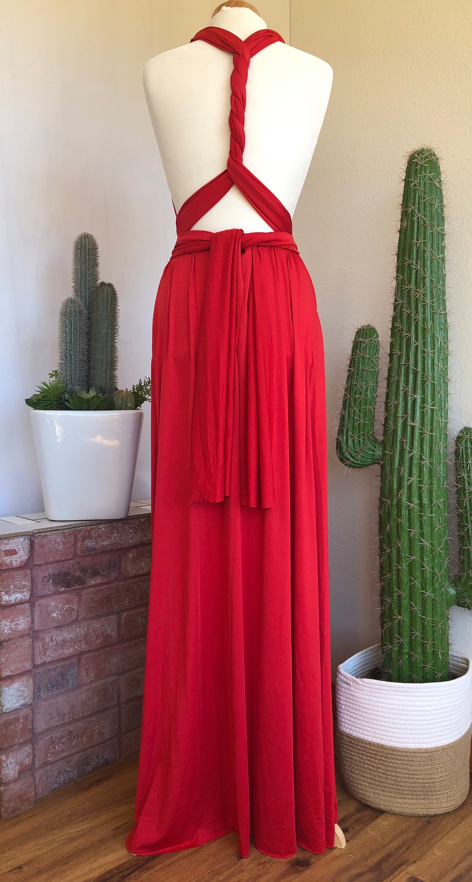 RED Bridesmaid Dress/ CUSTOM LeNGTHS/ Convertible Dress / Infinity ...