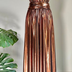 COPPER METALLIC Goddess Bridesmaid Dress/ Maxi Dress Metallic ...