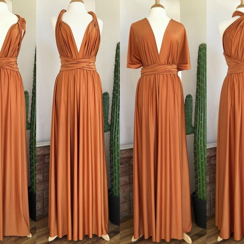 Rust Burnt Orange SHORT Infinity Dress Convertible Formal | Etsy