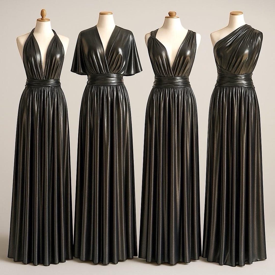 GUNMETAL METALLIC Goddess Bridesmaid Dress/ Maxi Dress Metallic ...