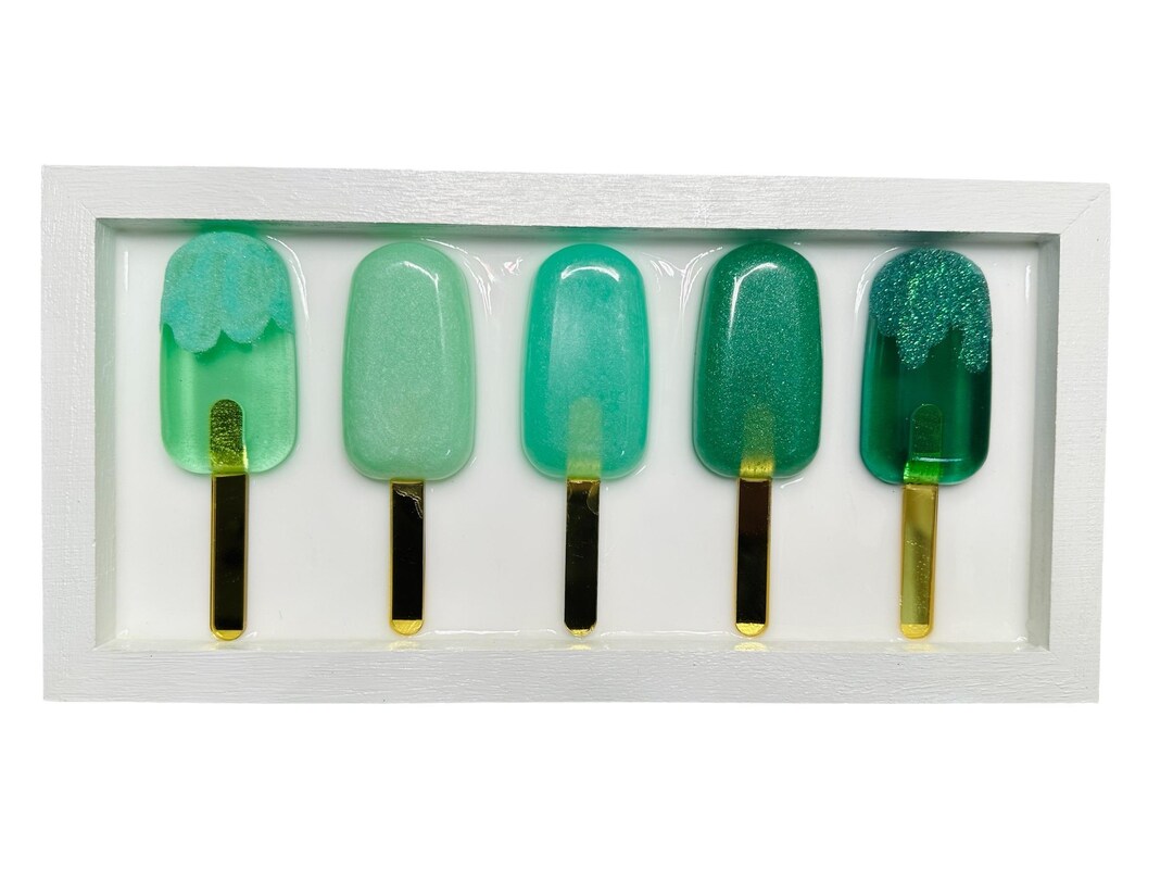 Mint & Gold POPSICLE Resin 3D Pop Food Art One of a Kind Dripping ...