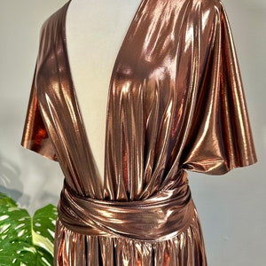 COPPER METALLIC Goddess Bridesmaid Dress/ Maxi Dress Metallic ...