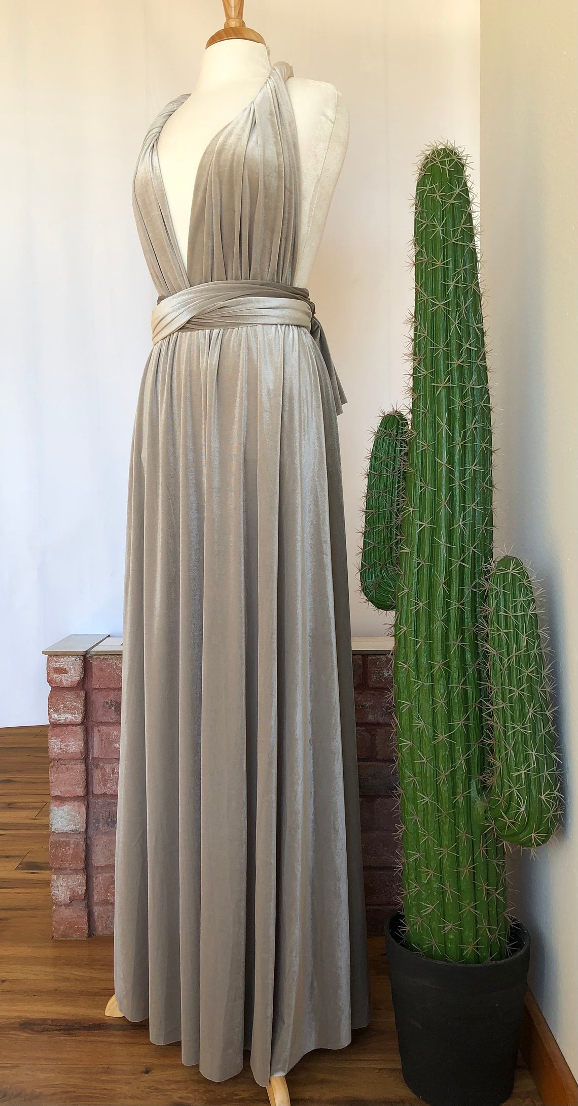 SILVER VELVET Infinity Dress/ Bridesmaids Dress/ Convertible | Etsy
