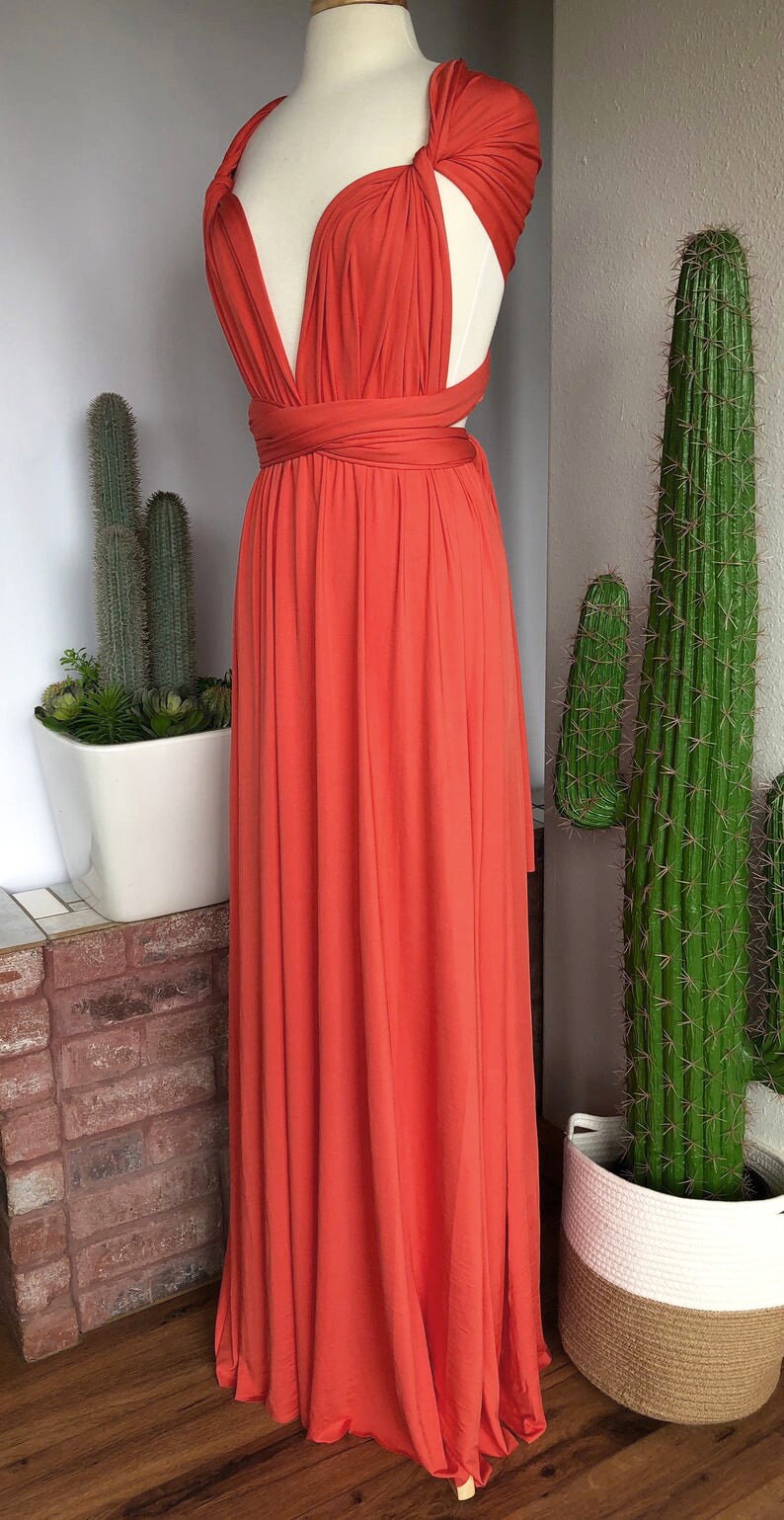 Coral Bridesmaid Dress Custom Lengths Convertible Dress Infinity