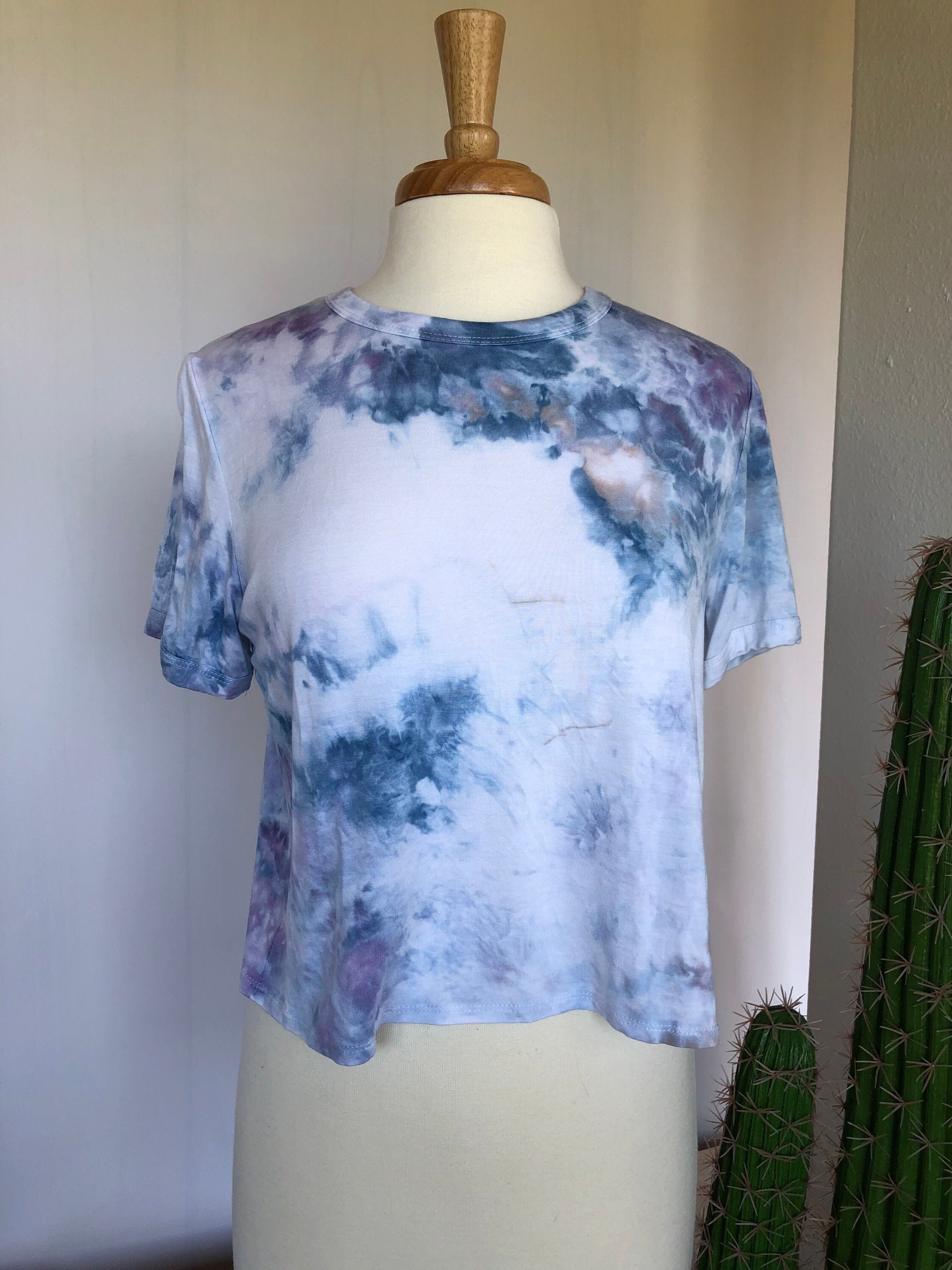 LIGHTNING Ice Dye CROP Top MEDIUM/ Tie Dye / Cropped T-Shirt / Hand ...