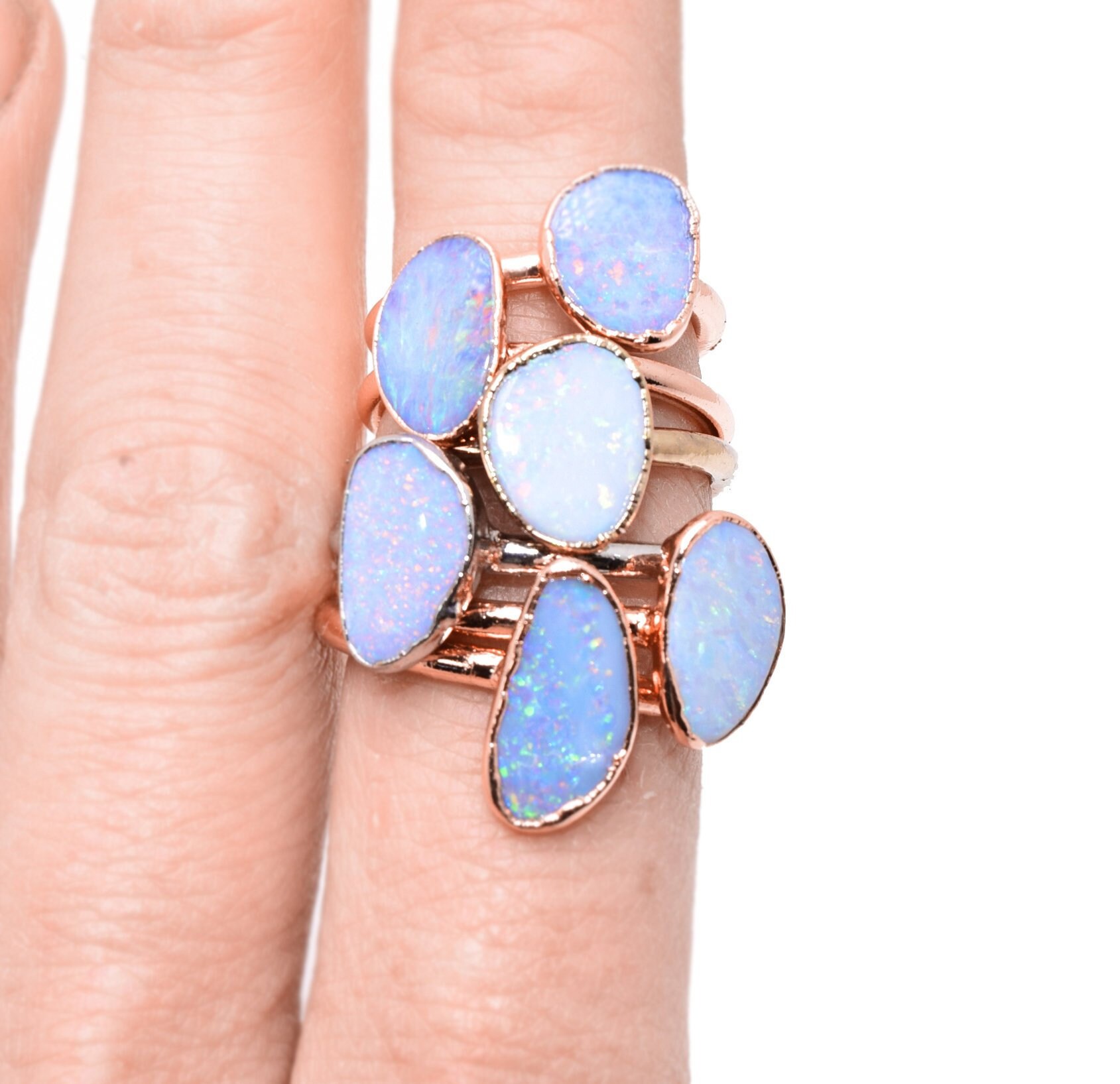 Raw BLUE OPAL Ring // Australian Boulder Opal ring / Gold Opal Ring ...