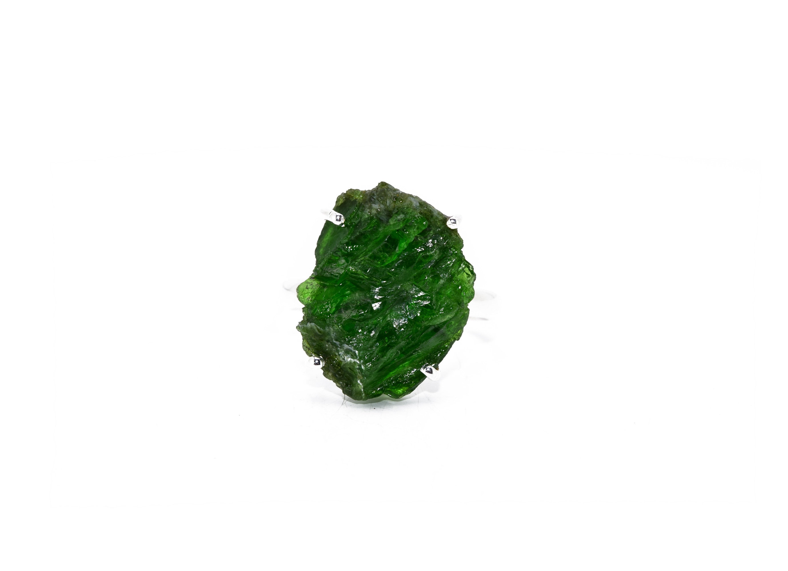 Raw Rare CHROME DIOPSIDE Ring / rough Chrome Diopside / Diopside ring ...