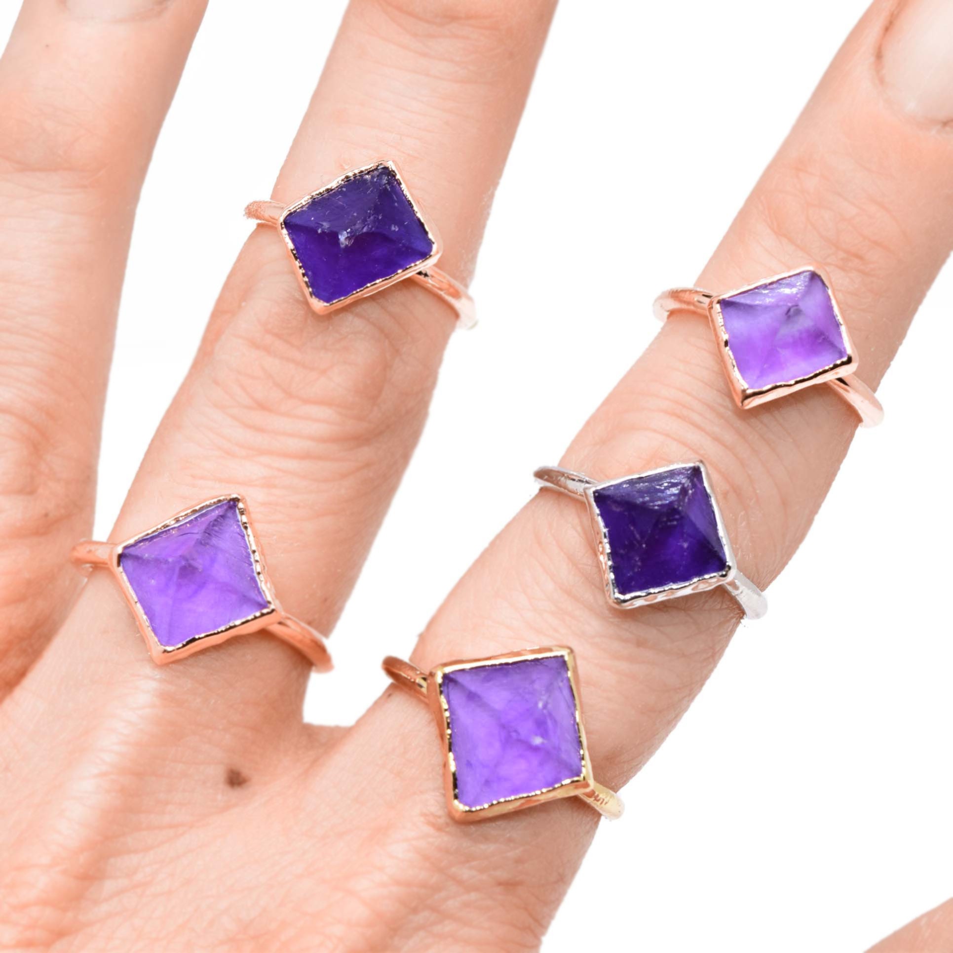 Raw PURPLE FLUORITE ring // Crystal ring / Fluorite Ring / Fluorite ...