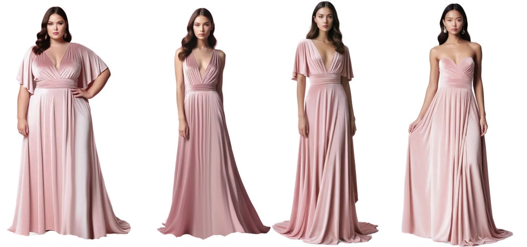 PINK CHAMPAGNE VELVET Infinity Dress/ Bridesmaids Dress/ Convertible ...