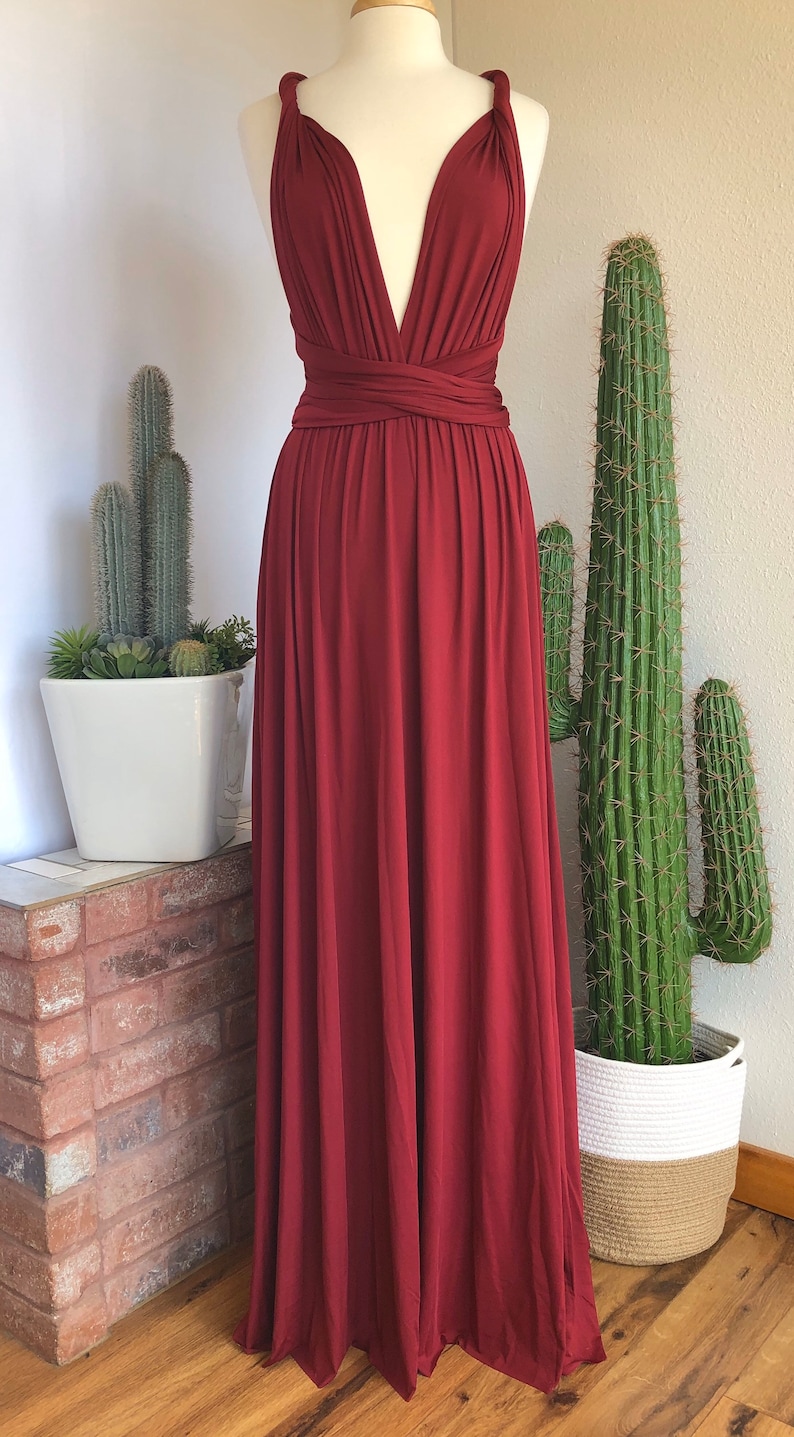 Merlot Bridesmaid Dress Custom Lengths Convertible Dress Etsy
