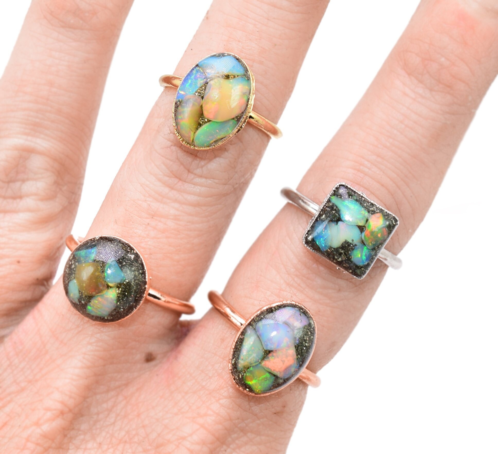 RAW OPAL Ring // Pyrite Opal ring / Gold Opal Ring/ Silver Opal Ring ...