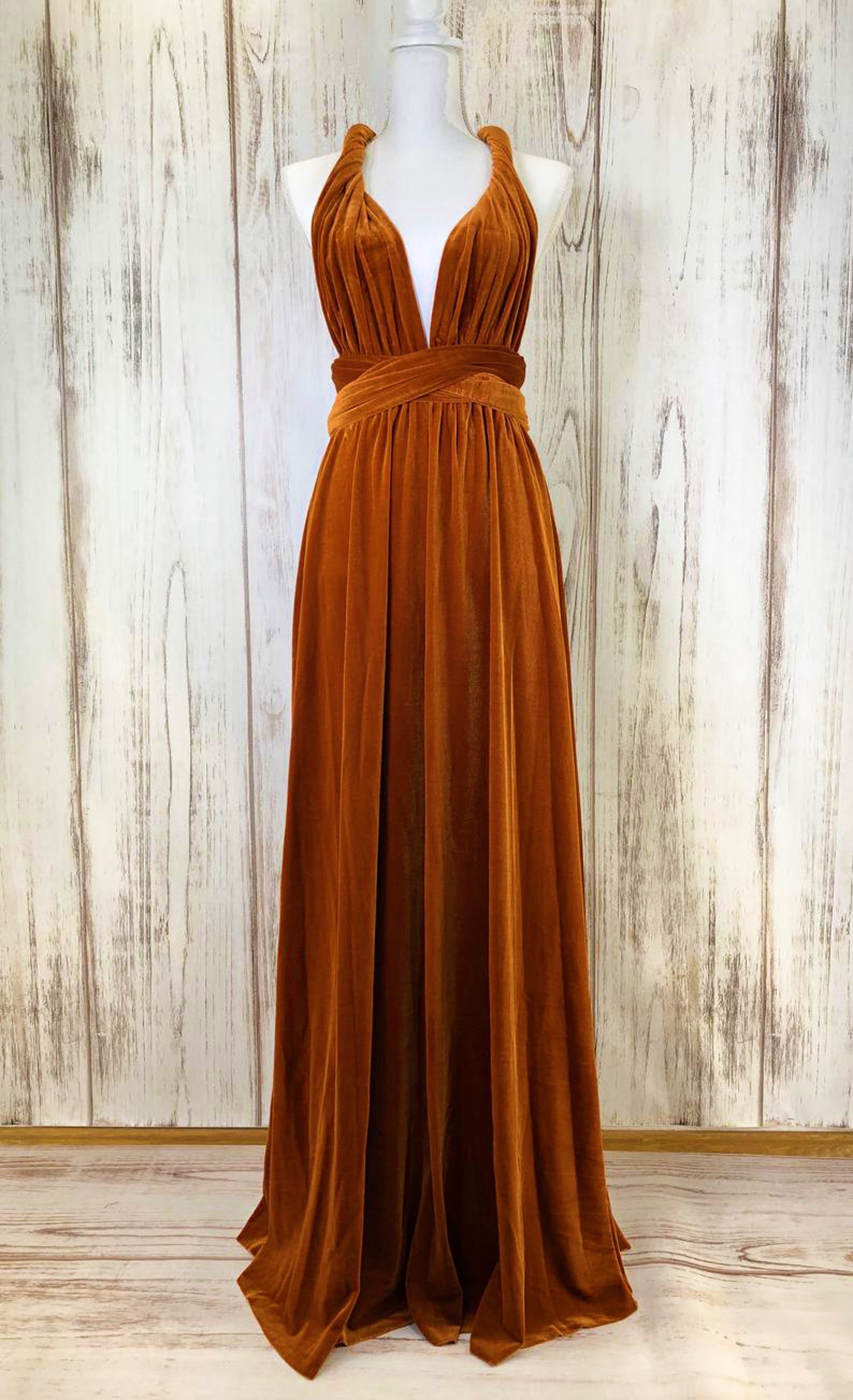 BURNT ORANGE VELVET Infinity Dress/ Bridesmaids Dress/ - Etsy