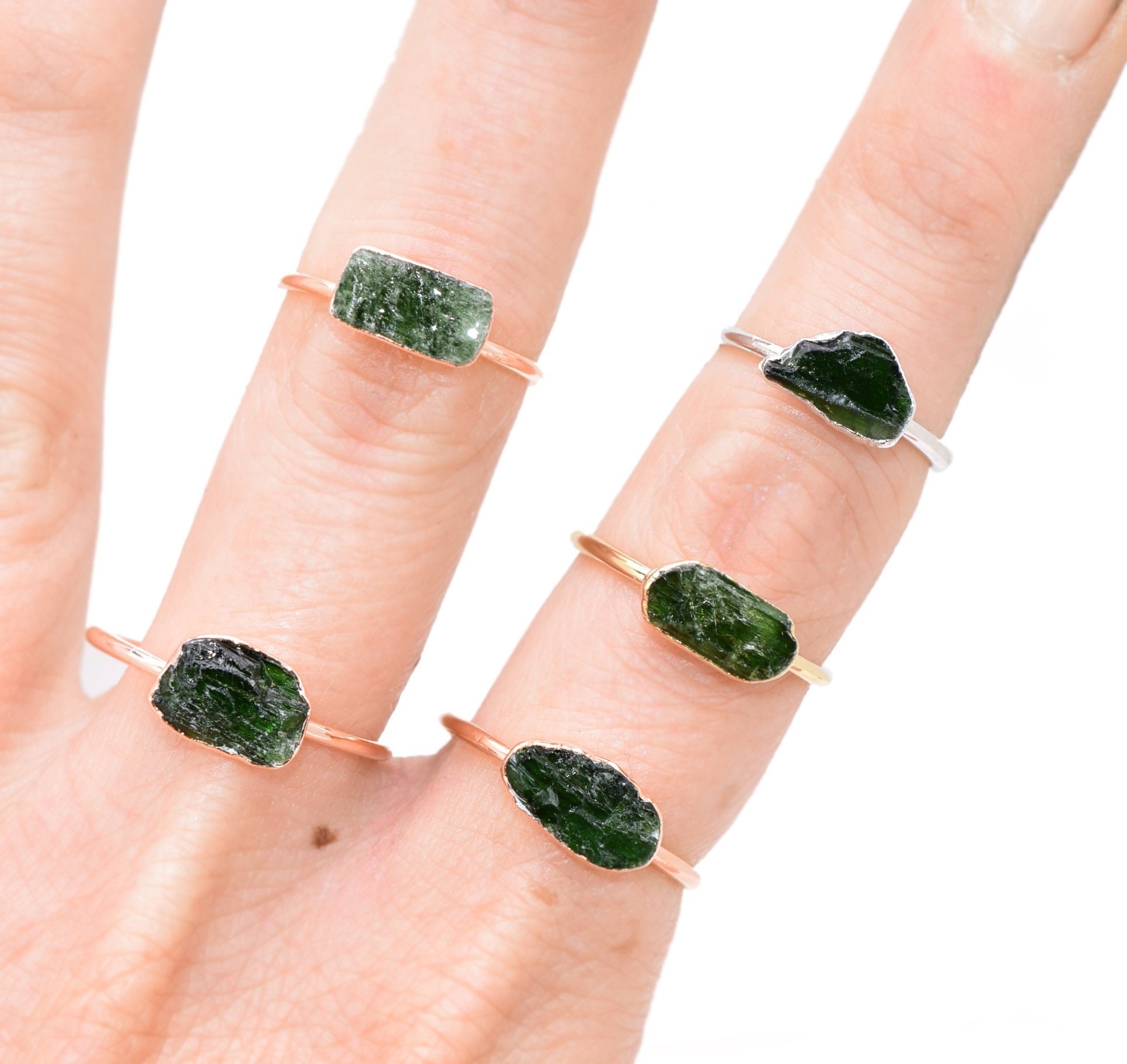 Raw DIOPSIDE Ring / rough Chrome Diopside ring / Diopside ring / Green ...