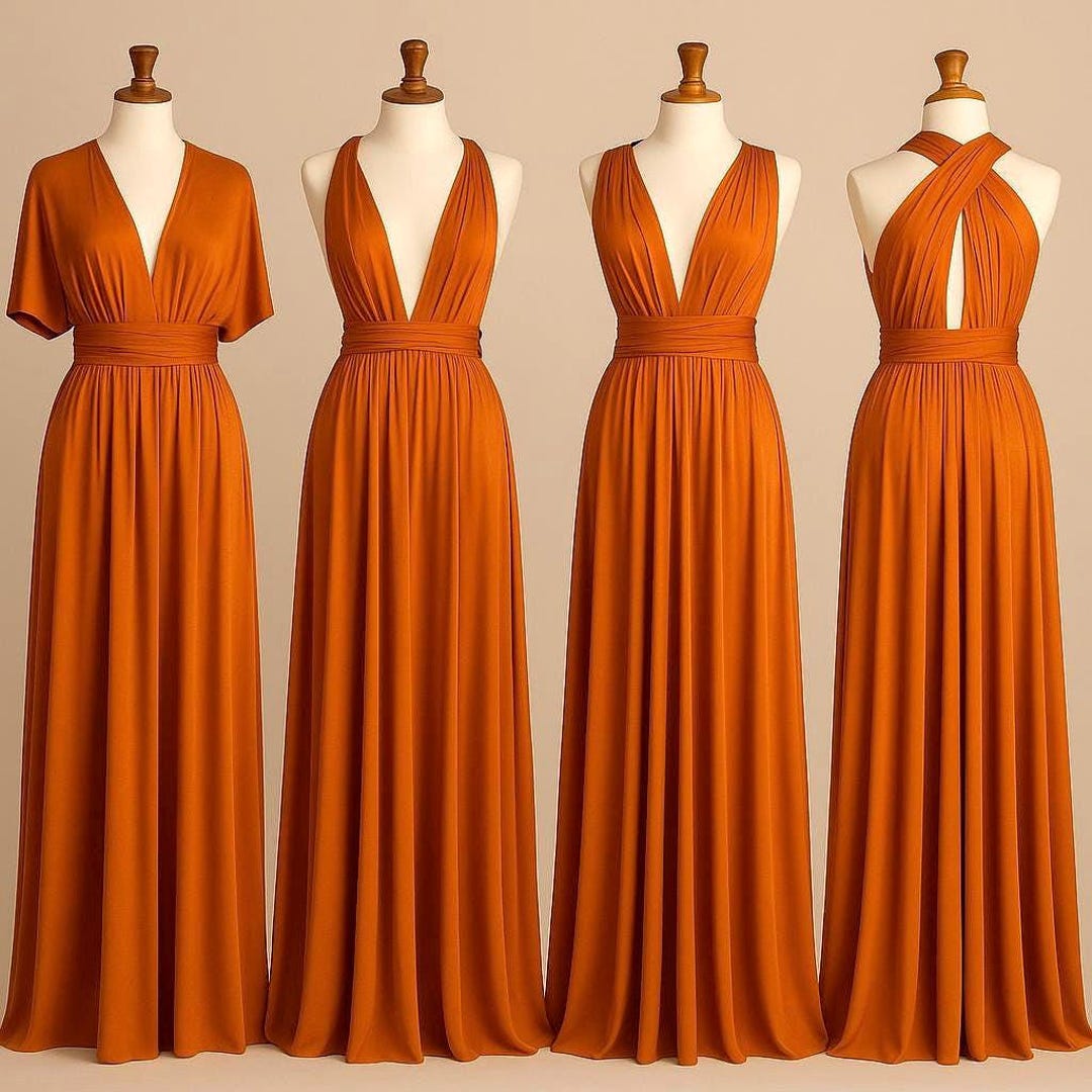 BURNT ORANGE Bridesmaid Dress/ CUSTOM Lengths/ Convertible Dress ...