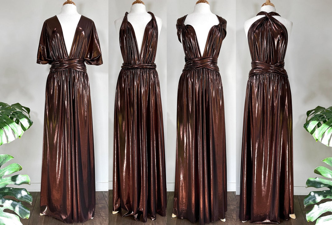 BRONZE METALLIC Goddess Bridesmaid Dress/ Maxi Dress Metallic ...