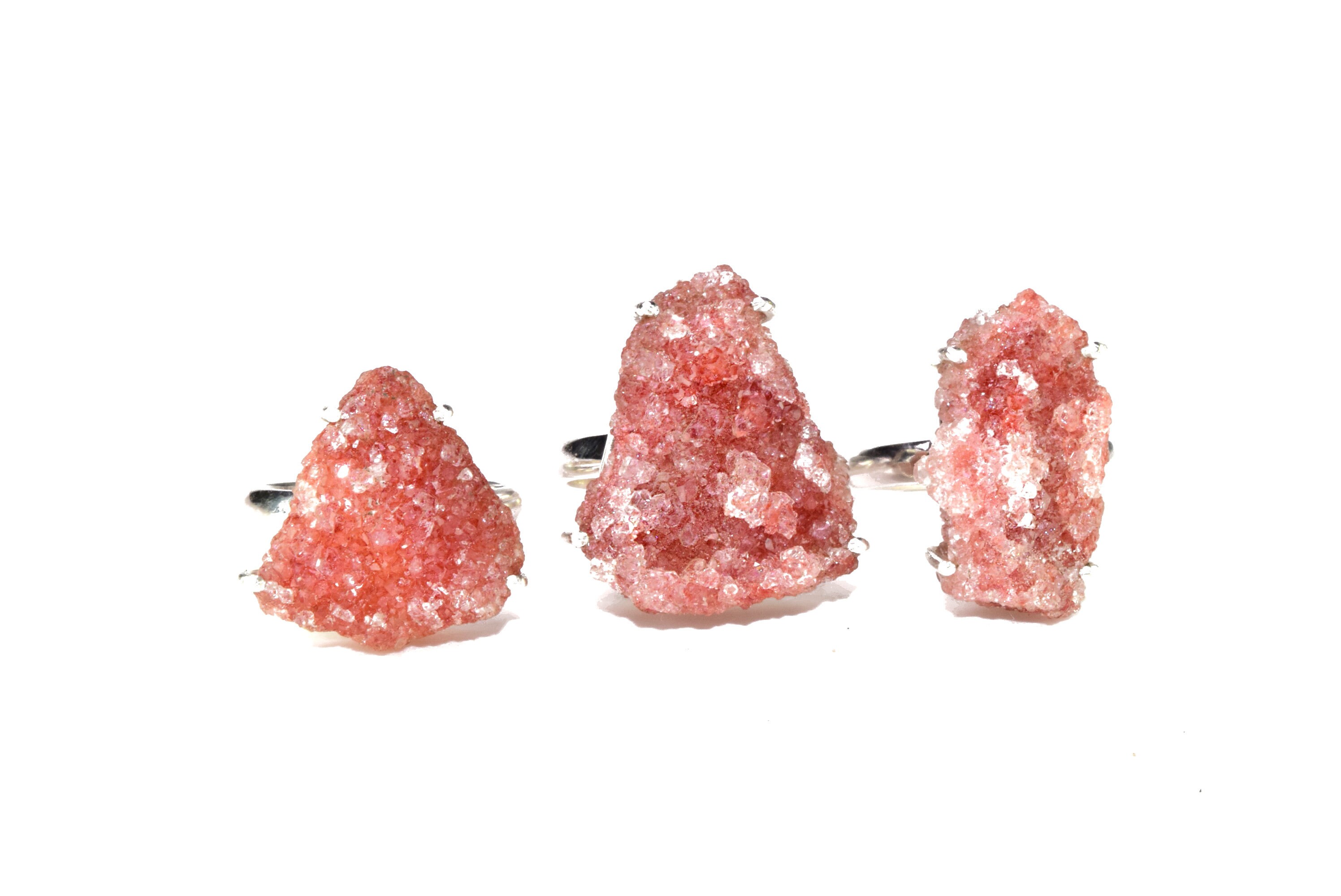 Raw RED APOPHYLLITE Crystal Cluster Ring / rough Apophyllite ...