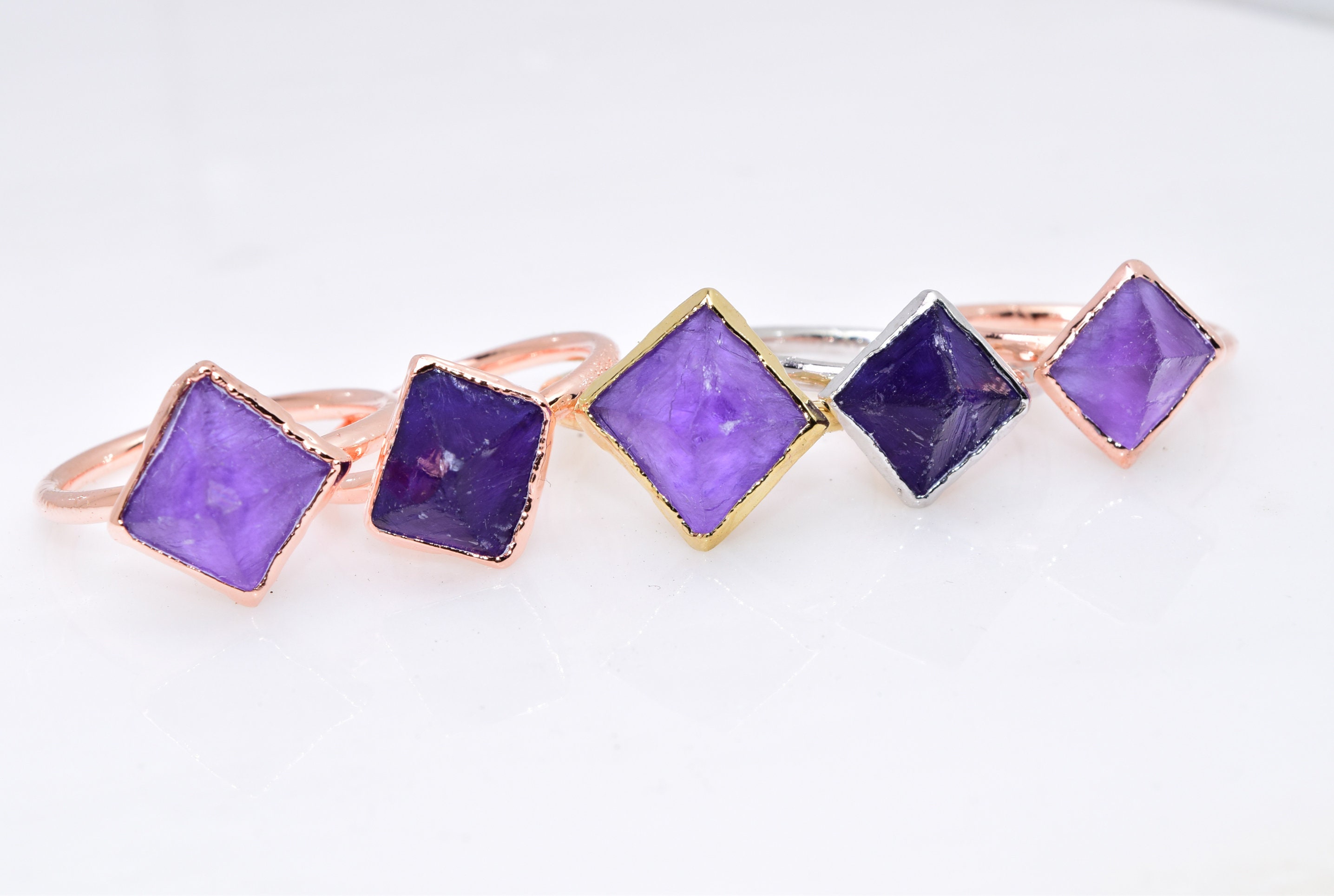 Raw PURPLE FLUORITE ring // Crystal ring / Fluorite Ring / Fluorite ...