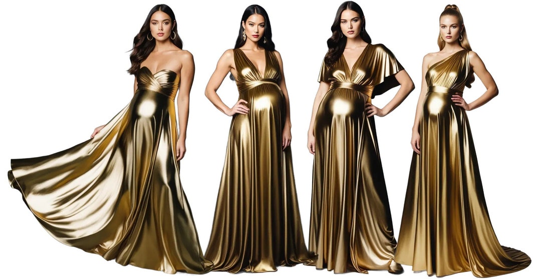 GOLD METALLIC Goddess Maternity Dress/ Maxi Dress Metallic ...