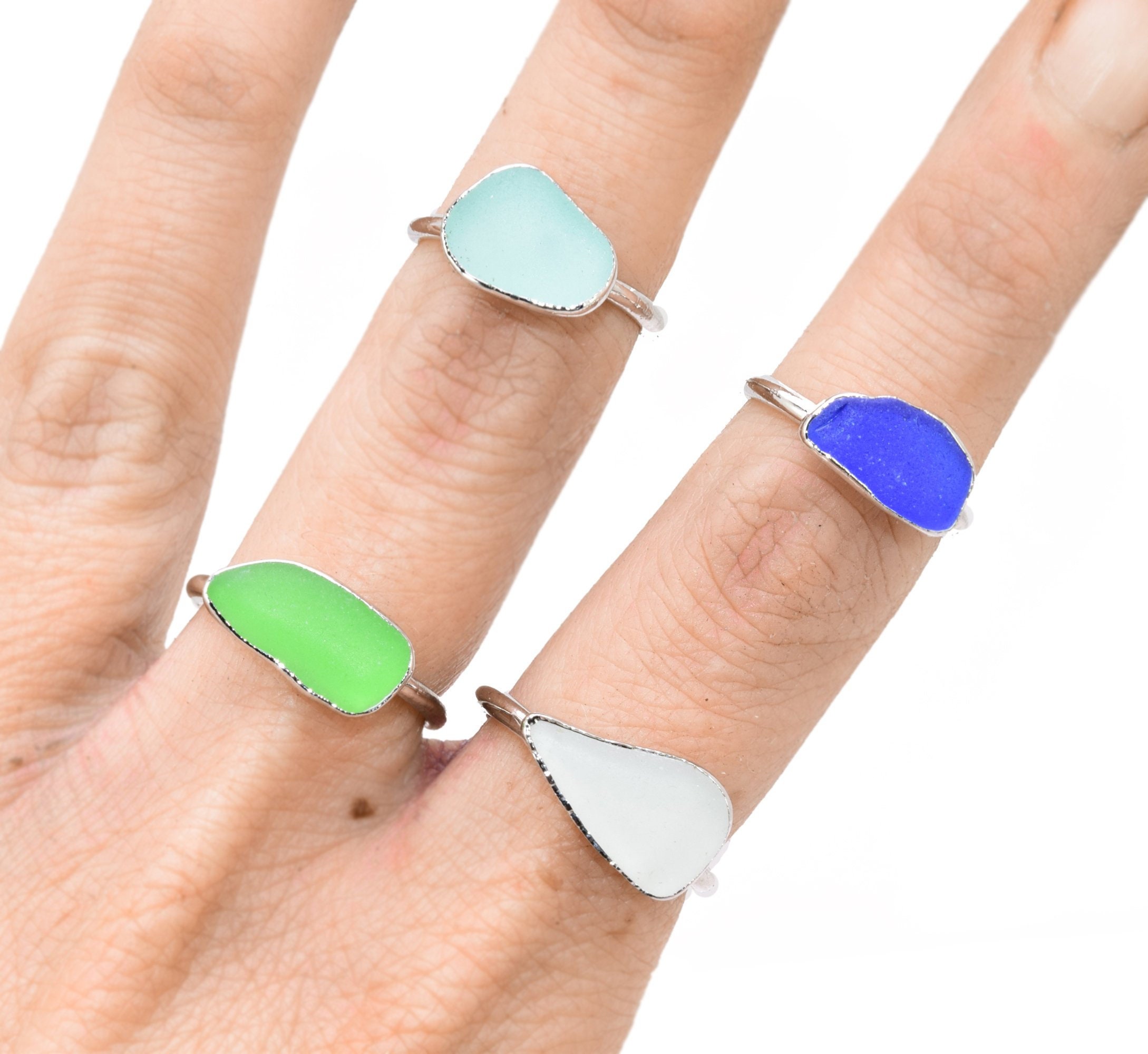 Raw BEACH GLASS Ring // crystal ring / Beach Glass ring / Sterling ...