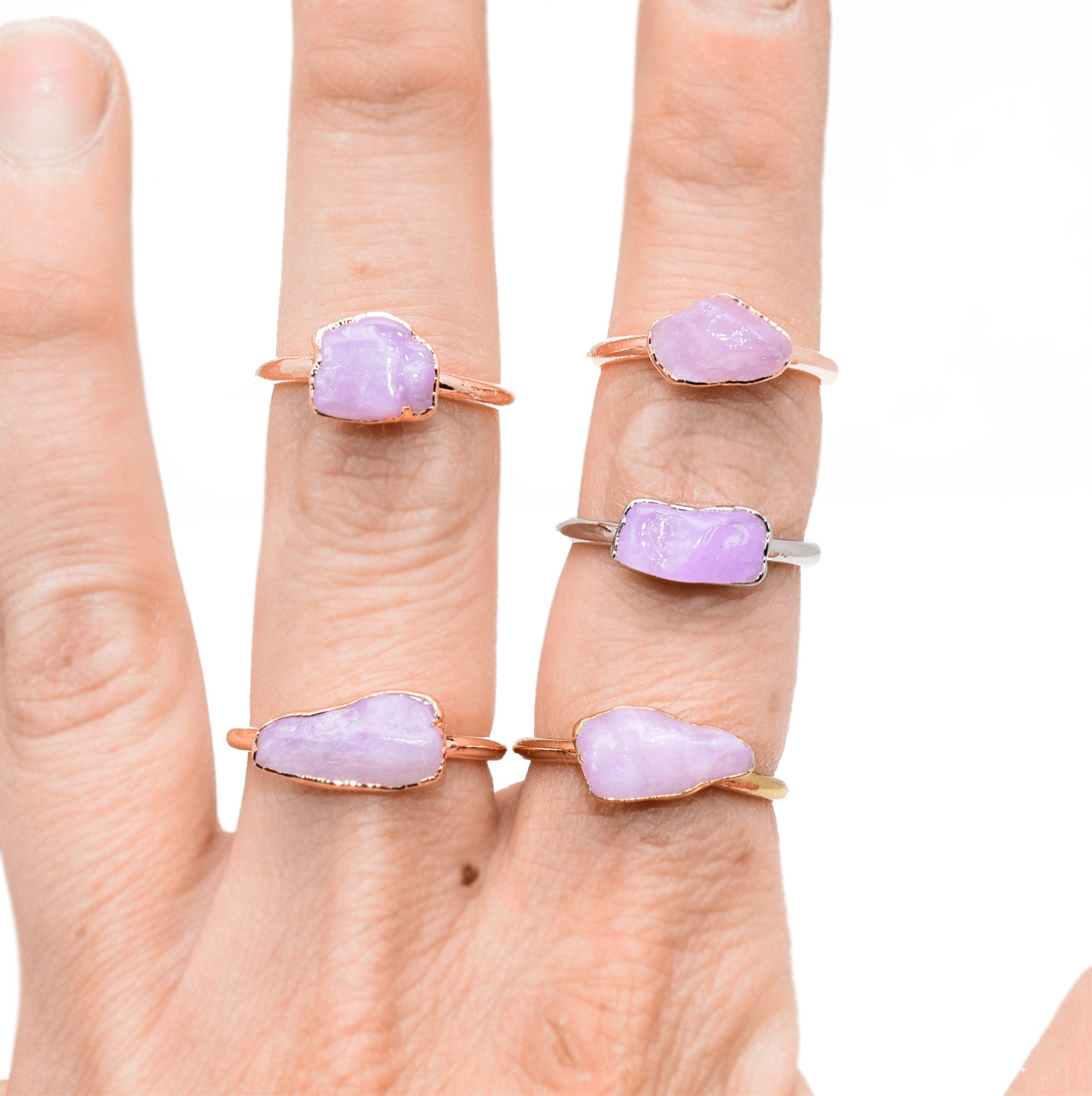 Raw KUNZITE Ring // crystal ring / Kunzite ring / Gold Ring/ Silver ...
