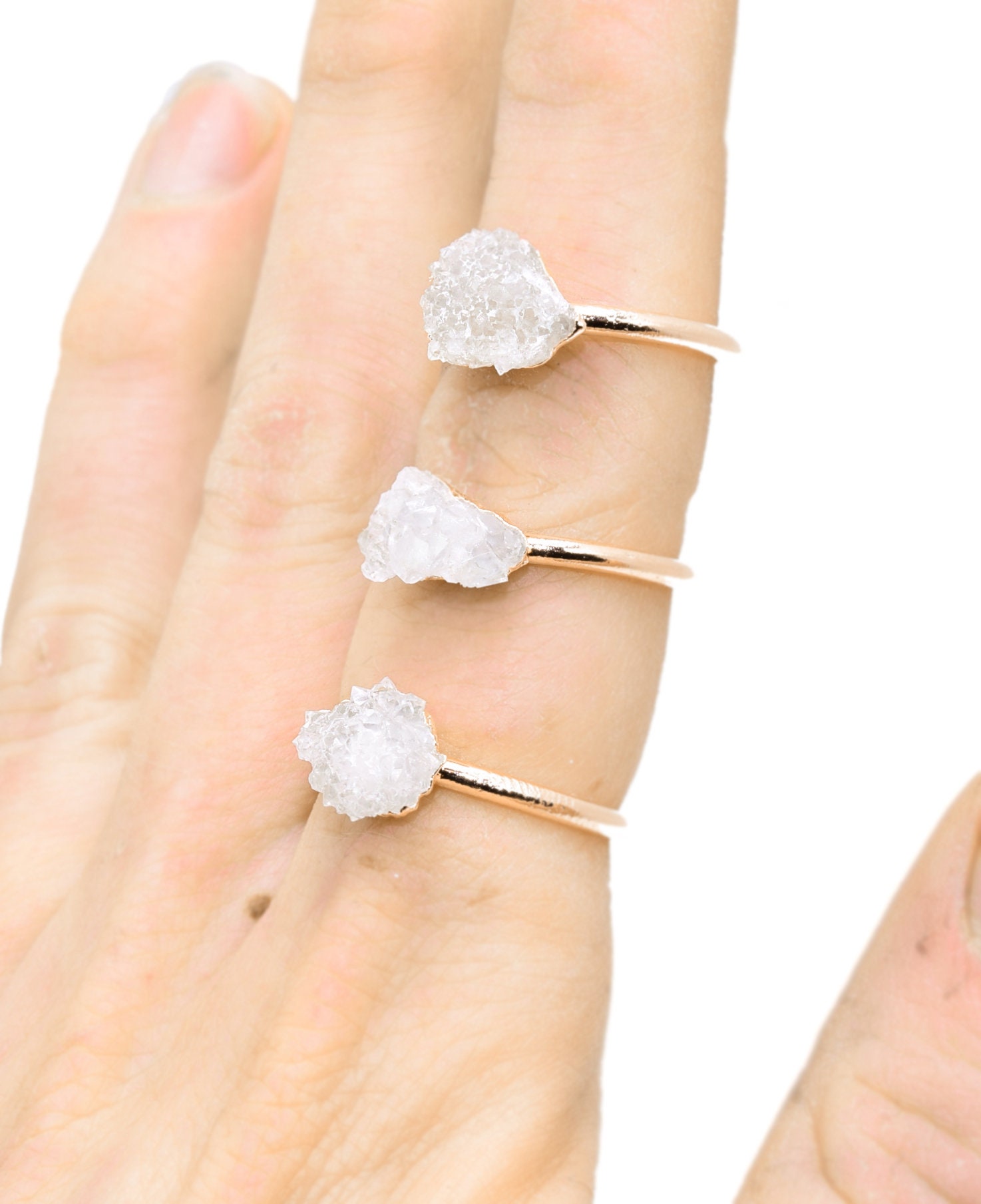RAW QUARTZ Crystal Cluster Ring // crystal ring / Quartz ring / APRIL ...