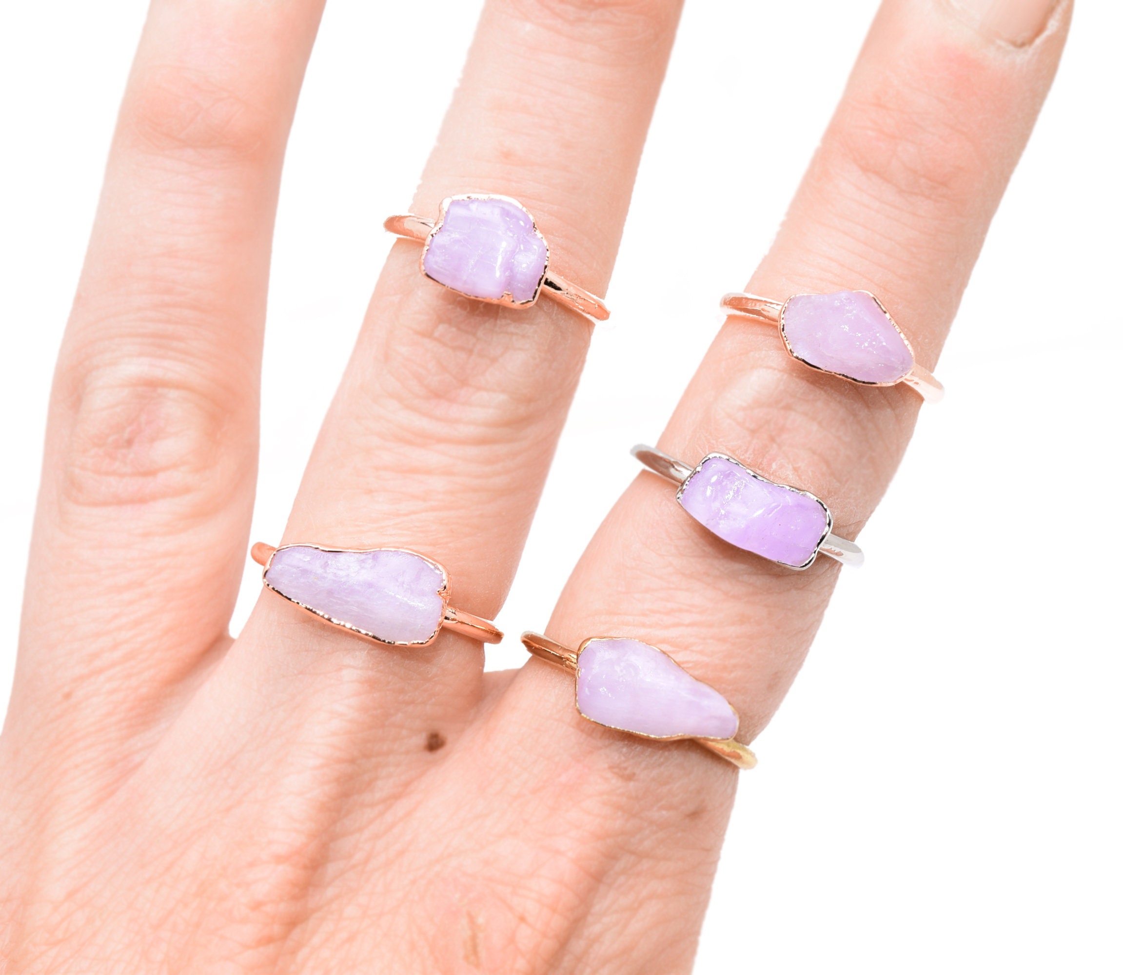 Raw KUNZITE Ring // crystal ring / Kunzite ring / Gold Ring/ Silver ...