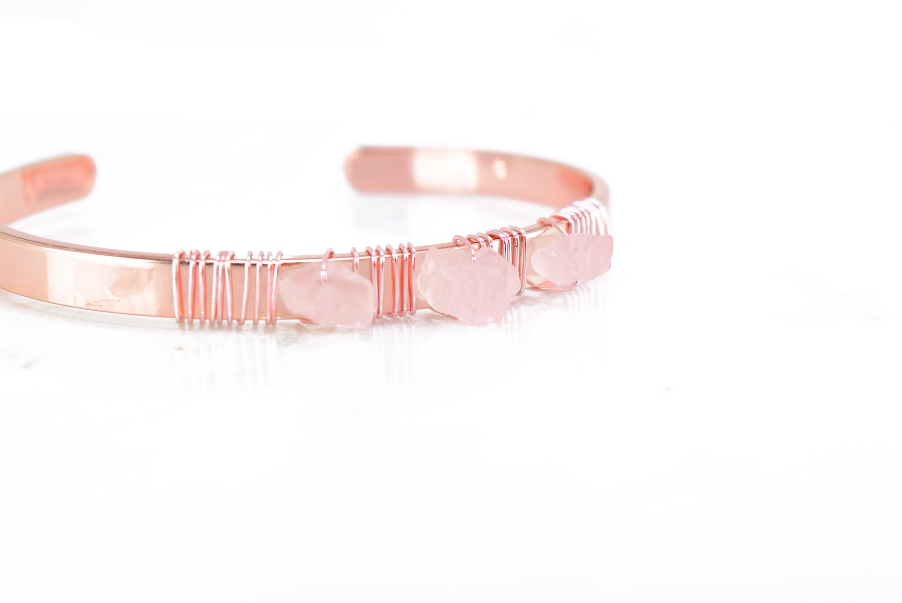 Raw ROSE QUARTZ Cuff Bracelet // Rough Rose Quartz cuff/Quartz/ Rose ...