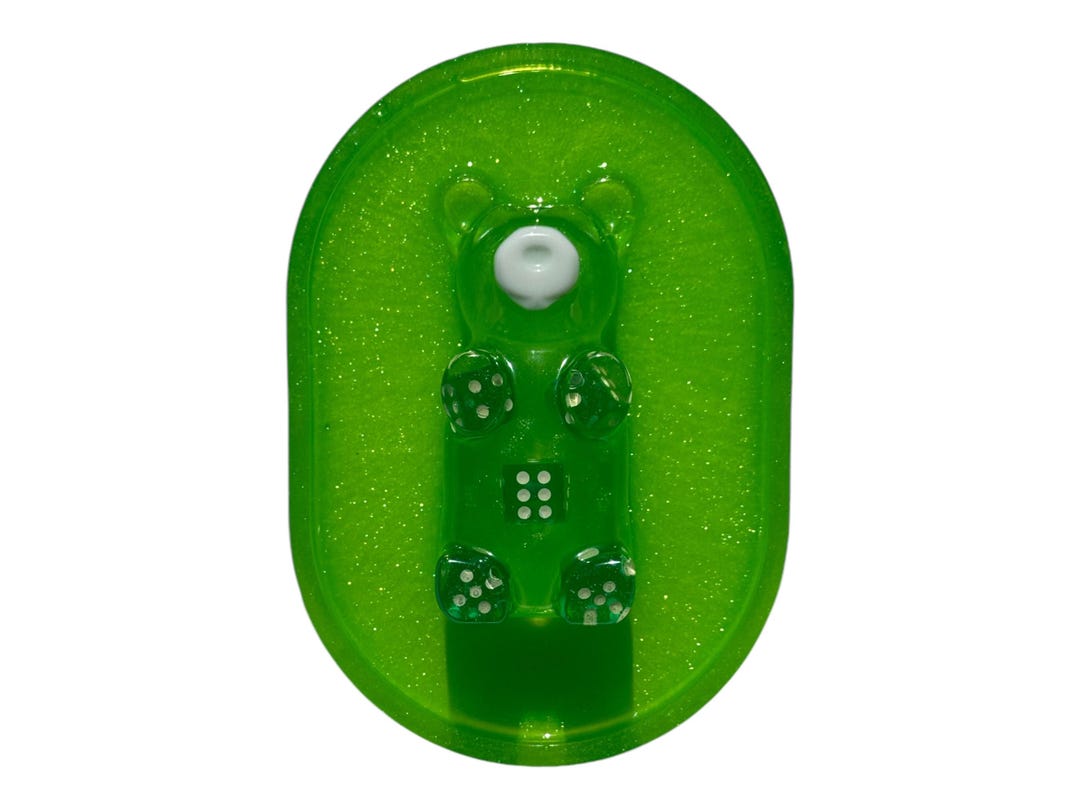 DICE GUMMY BEAR Neon Green Resin 3D Pop Food Art One of a Kind Candy ...