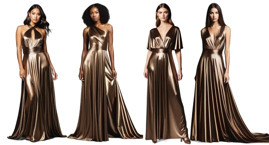 BRONZE METALLIC Goddess Bridesmaid Dress/ Maxi Dress Metallic ...
