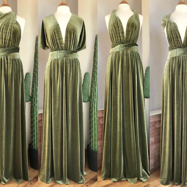 Green Velvet Bridesmaid Dress - Etsy