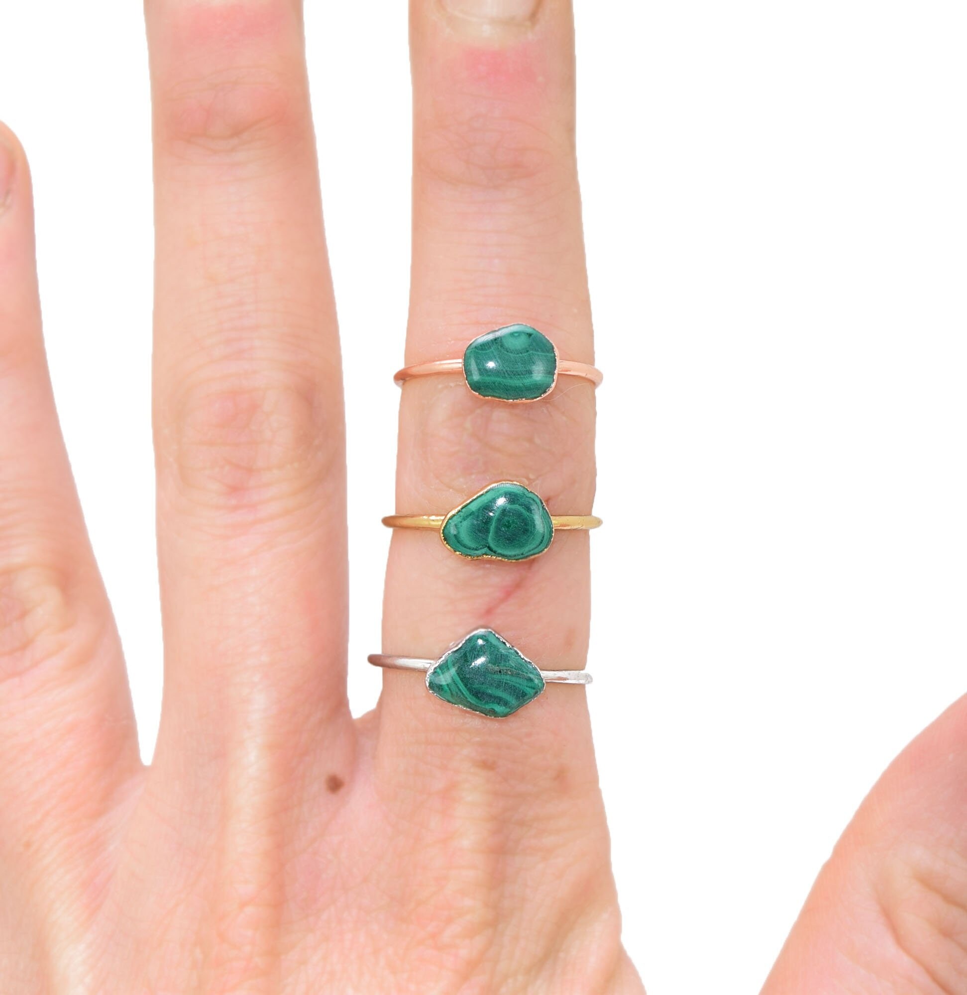 Raw MALACHITE Ring // crystal ring / rough Malachite ring / Malachite ...
