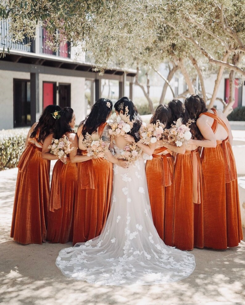 BURNT ORANGE VELVET Infinity Dress/ Bridesmaids Dress/ - Etsy