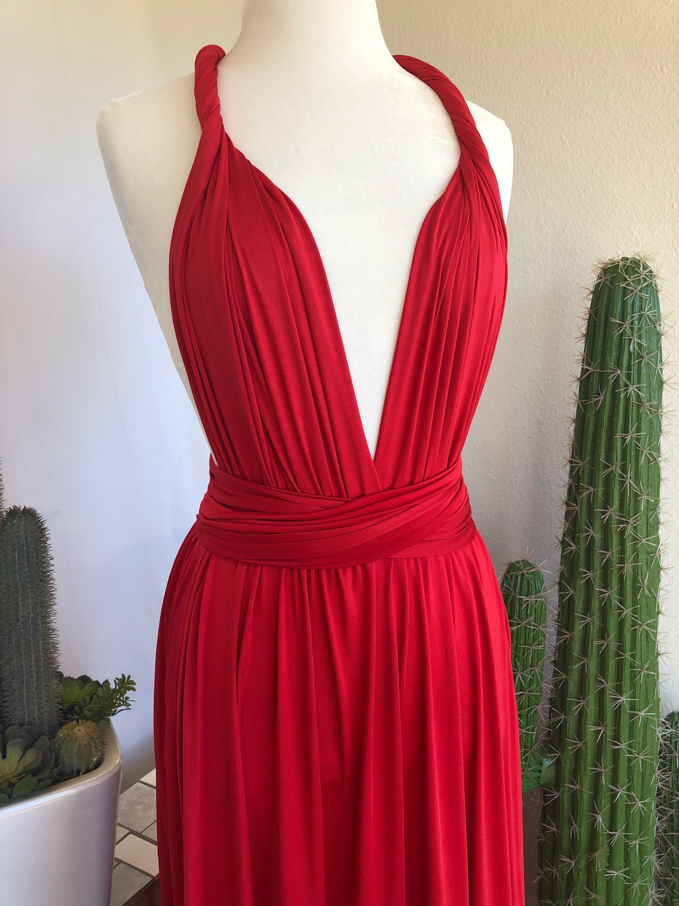 RED Bridesmaid Dress/ CUSTOM LeNGTHS/ Convertible Dress / Infinity ...
