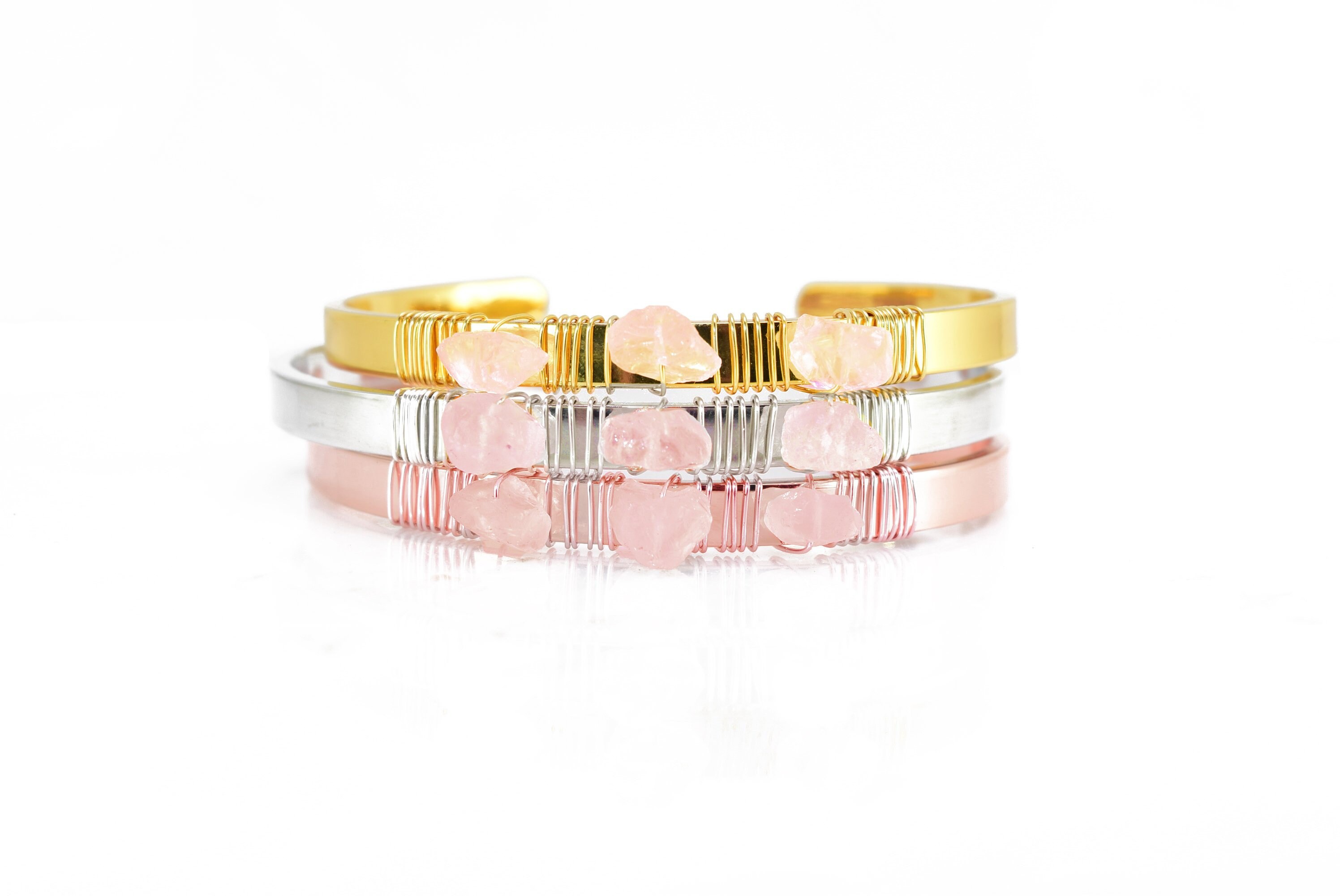 Raw ROSE QUARTZ Cuff Bracelet // Rough Rose Quartz cuff/Quartz/ Rose ...