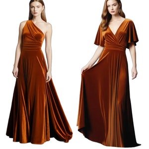 BURNT ORANGE VELVET Infinity Dress/ Bridesmaids Dress/ Convertible ...