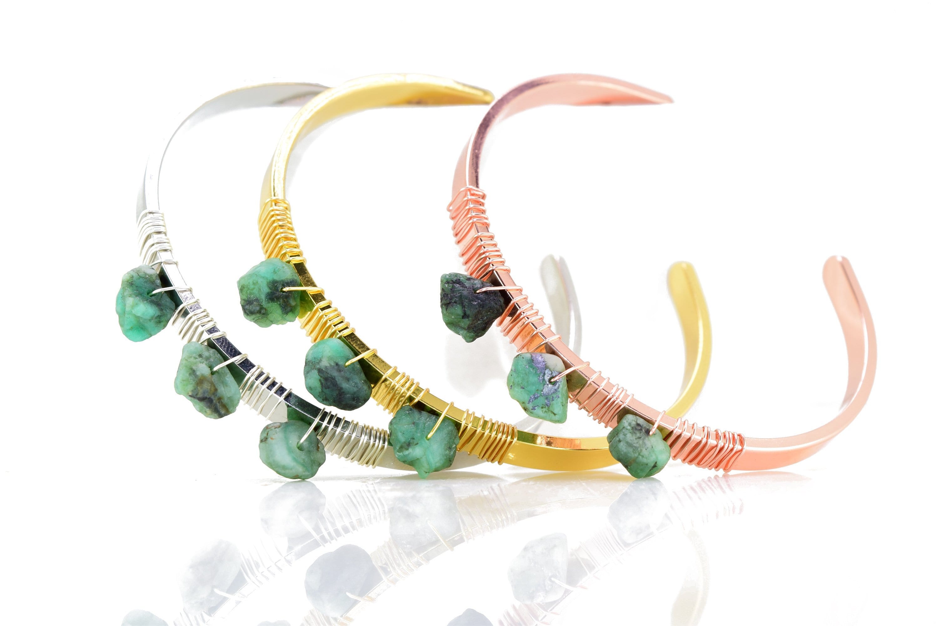 Raw EMERALD Cuff Bracelet // Rough Emerald cuff/ May Birthstone ...