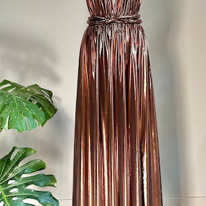 COPPER METALLIC Goddess Bridesmaid Dress/ Maxi Dress Metallic ...