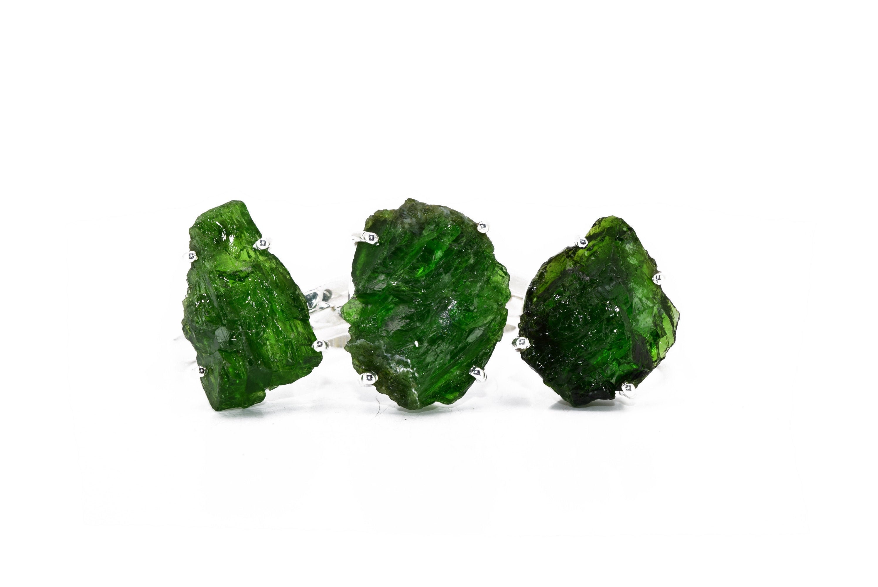 Raw Rare CHROME DIOPSIDE Ring / rough Chrome Diopside / Diopside ring ...