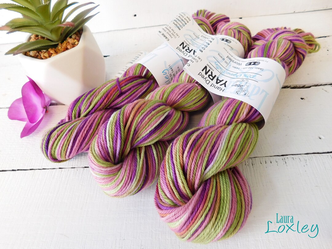 Organic Cotton Yarn in Worsted Weight, Hand Dyed Soft Yarn, Flowering ...