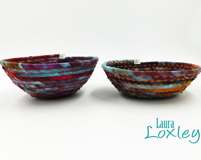 2 Basket Set in Rich Deep Rainbow Colors, Hand Dyed Fabric, Small ...
